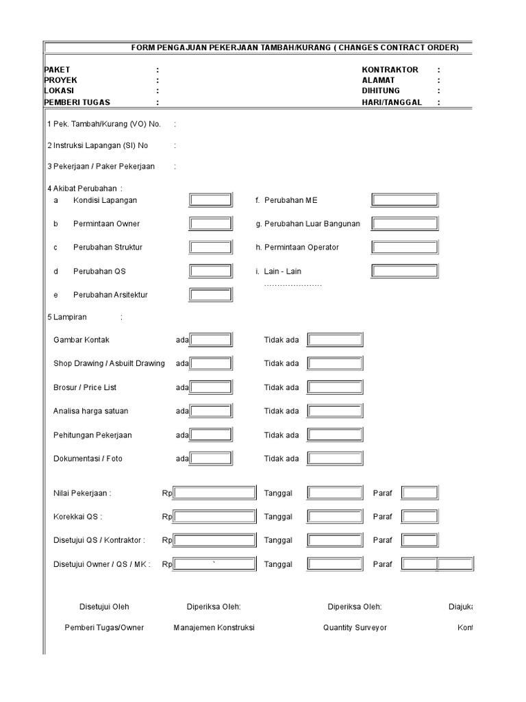 FORM CCO Tambah Kurang | PDF