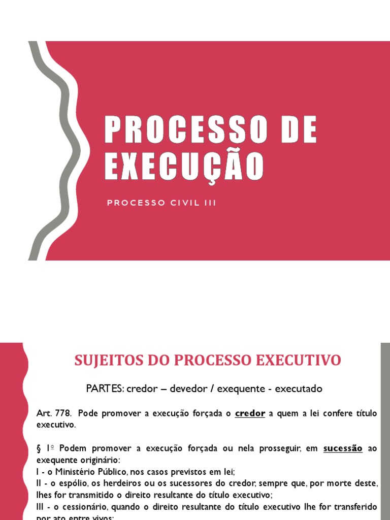 Slides Aula Processo de Execução | PDF | Lei das Obrigações ...