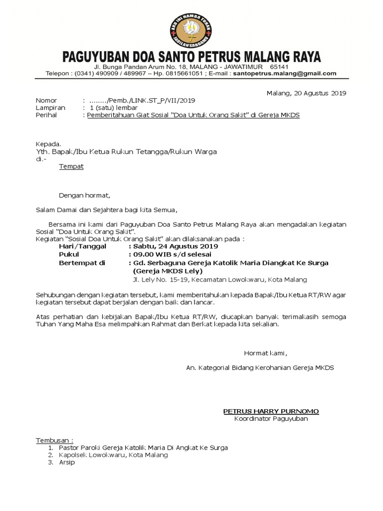 Surat Pemberitahuan RT - RW | PDF