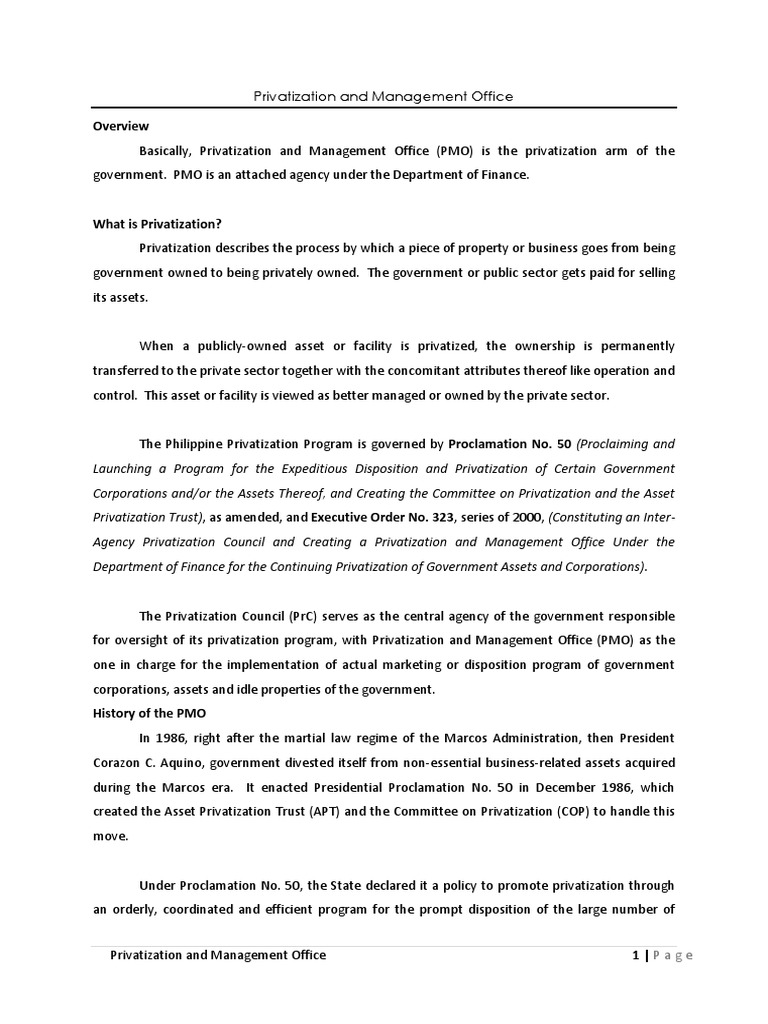 Privatization and Management Office | PDF | Offer And Acceptance | Privatization