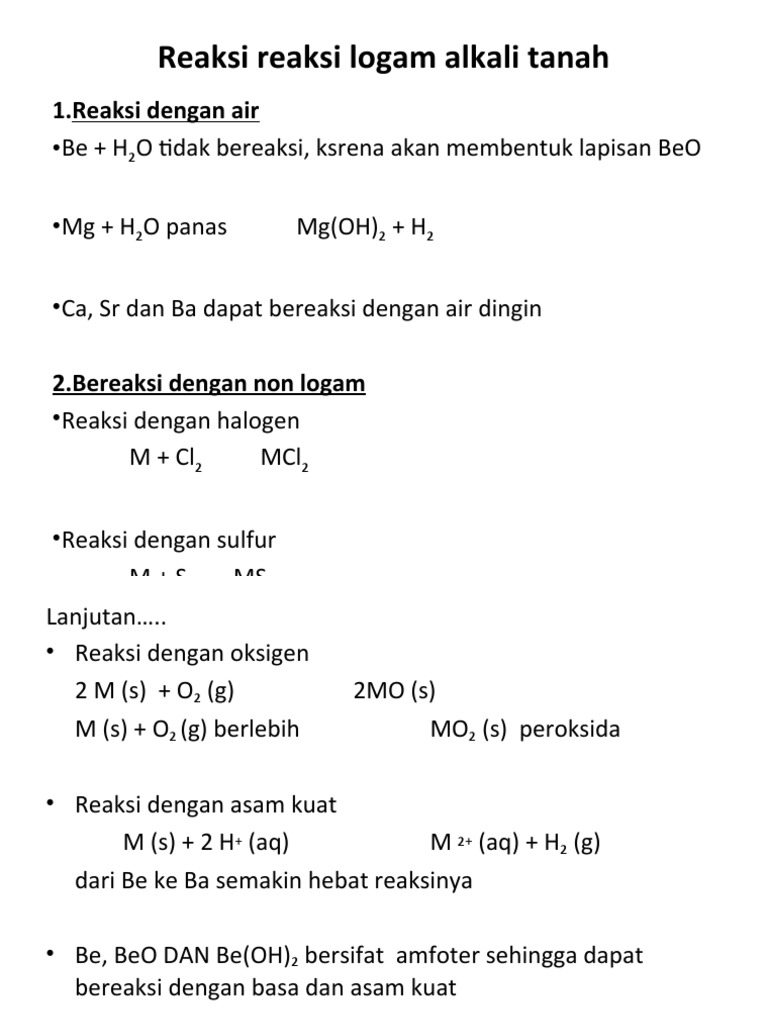 Reaksi Reaksi Logam Alkali Tanah | PDF