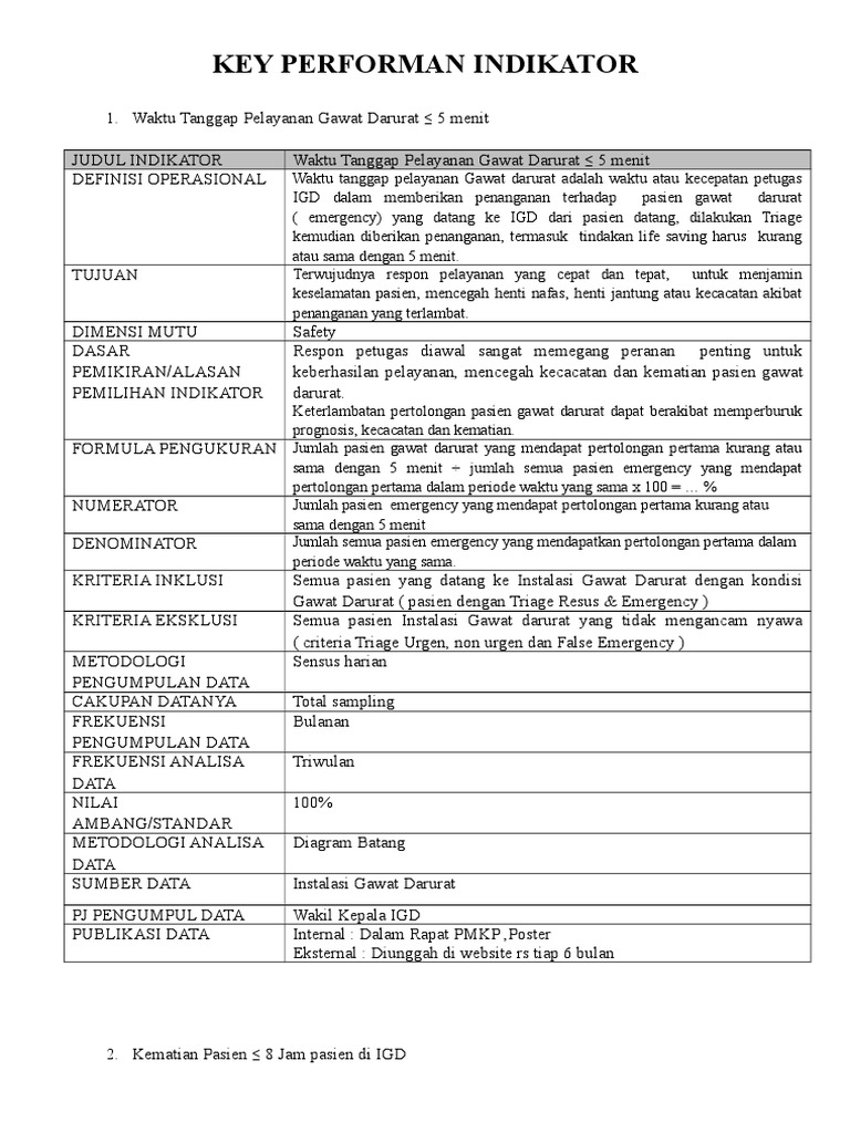 Profile Indikator Mutu IGD 2019 | PDF