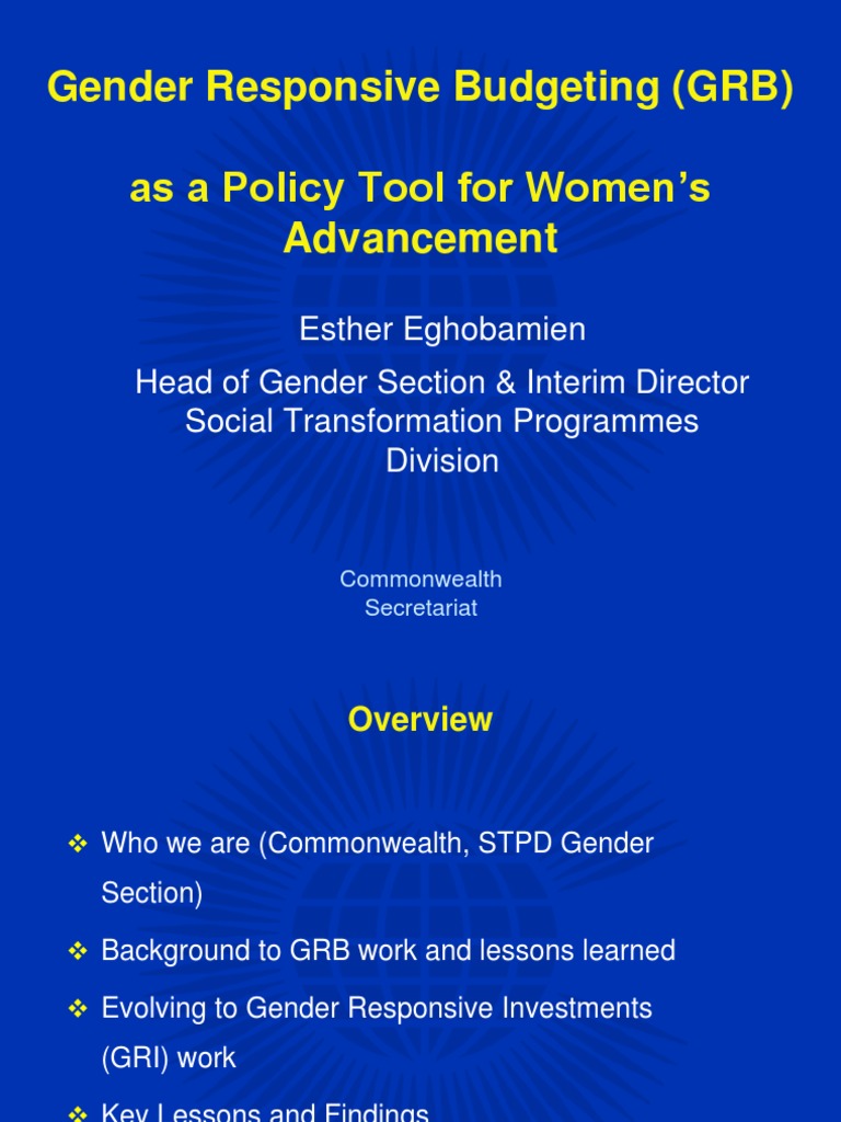 Gender Responsive Budgeting (GRB) As A Policy Tool For Women's ...