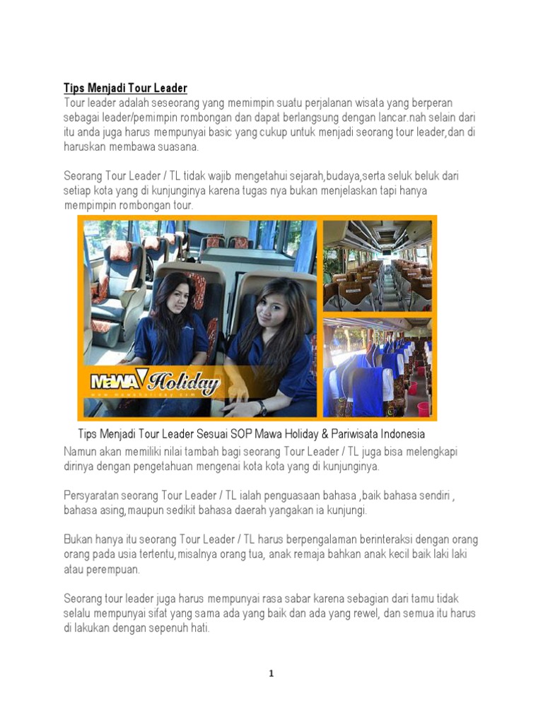 Panduan Menjadi Tour Leader Bus | PDF | Karier & Perkembangan