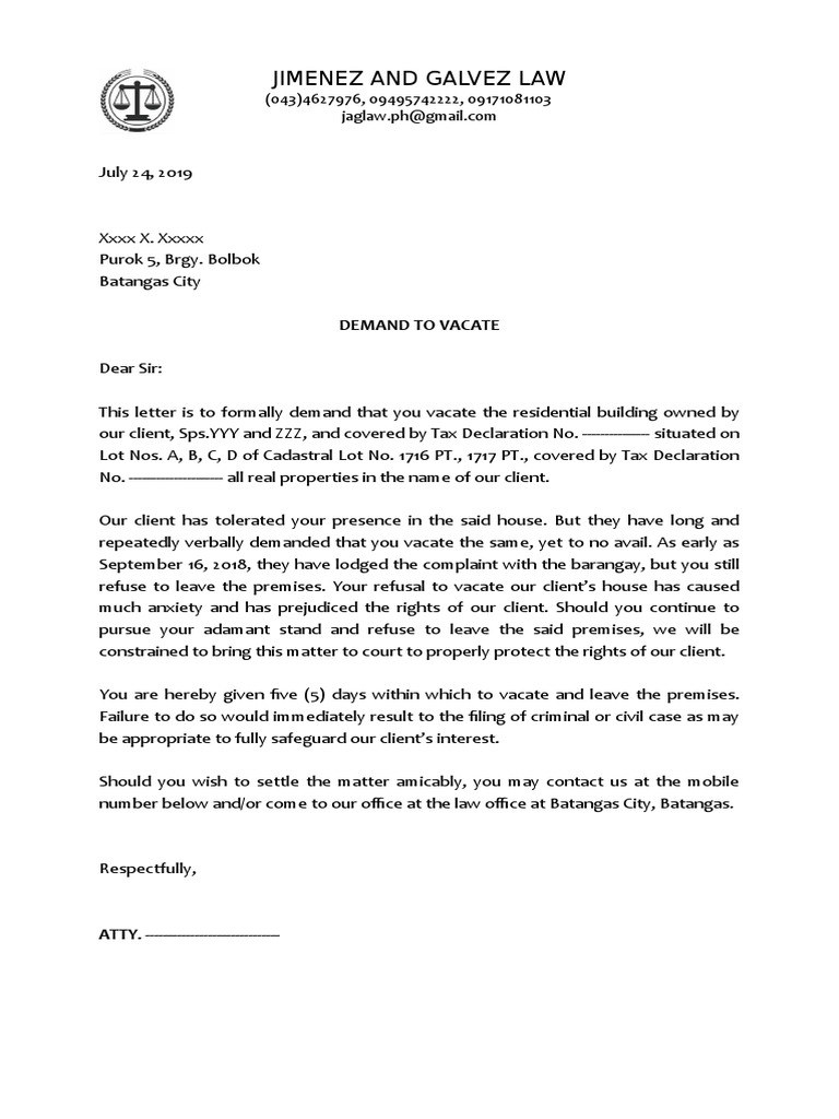 Demand Letter-Unlawful Detainer | PDF