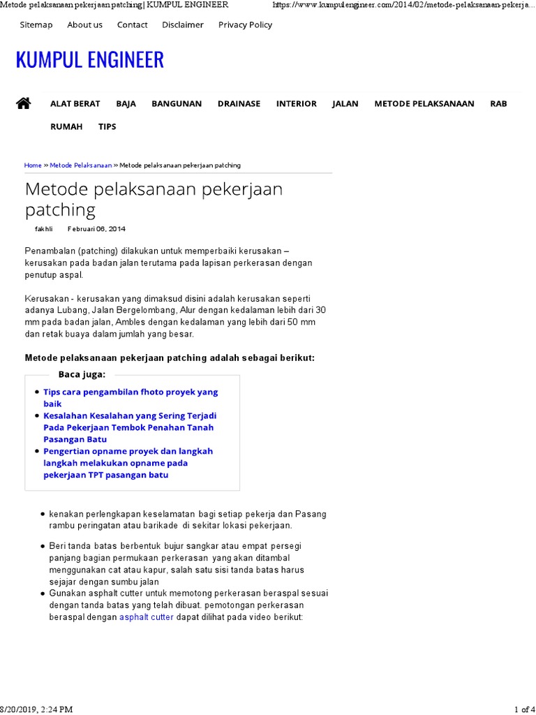 Metode Pelaksanaan Patching Pdf