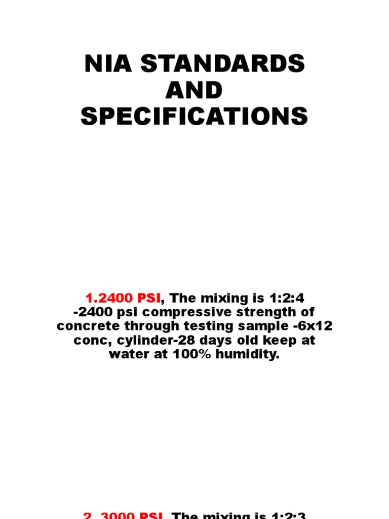 Pre Bidding Nia Standard and Specification | PDF | Concrete | Civil ...