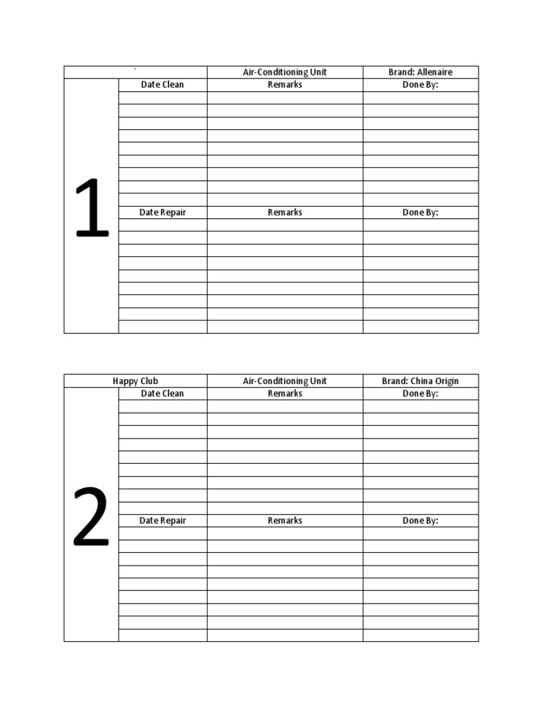 Aircon Maintenance Schedule Edited | PDF | Domestic Implements | Cold