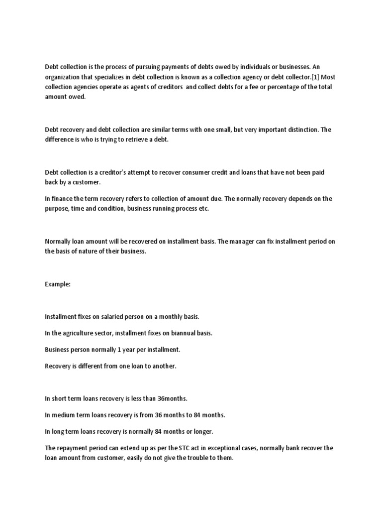 Debt Collection | PDF | Debt | Loans