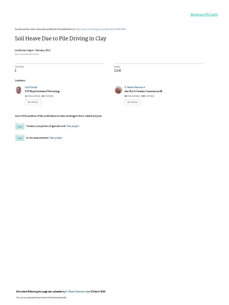 2013 Soil Heave Due To Pile Driving | PDF | Deep Foundation ...