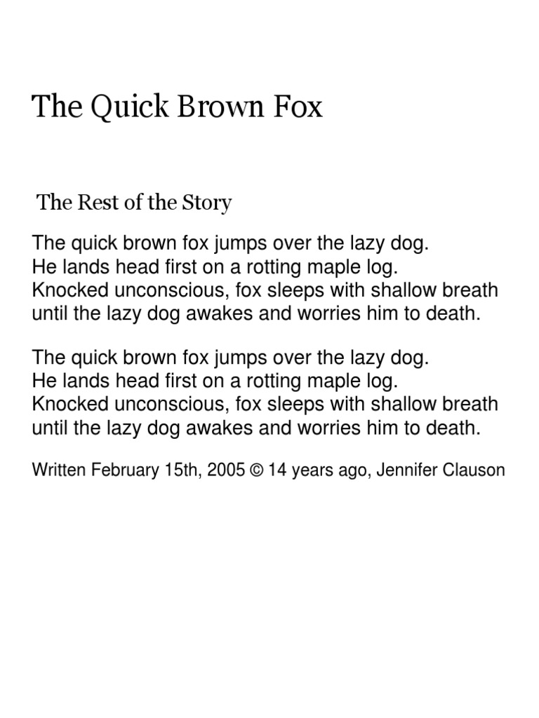 The Quick Brown Fox: The Rest of The Story | PDF