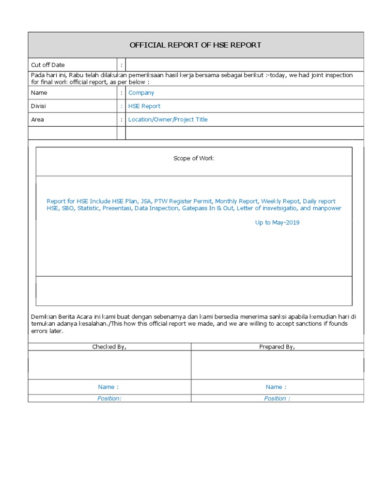 Offcial Letter HSE | PDF