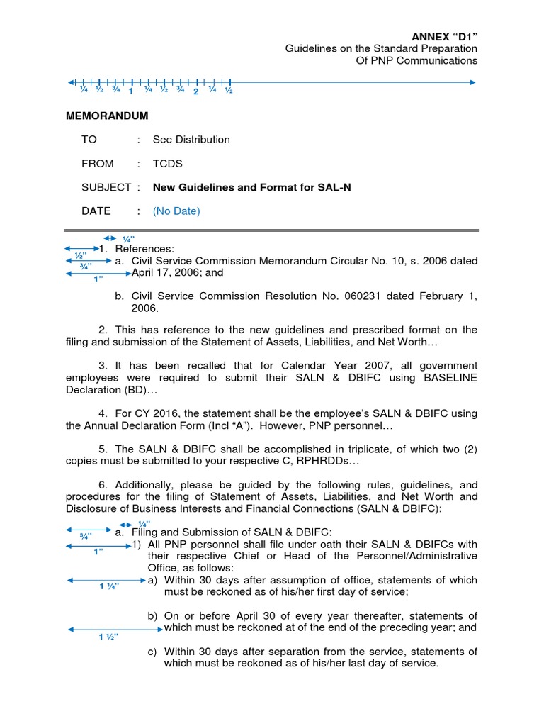 Annex D1 - Memorandum Format | PDF | Social Institutions | Social Science