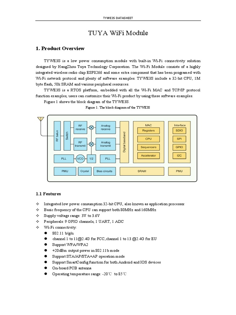 Module WIFI TYWE3S User Manual | PDF | Wi Fi | Electromagnetic Interference