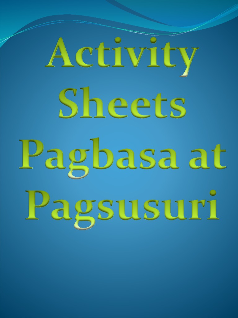 Activity Sheets Sa Pagbasa at Pagsusuri | PDF