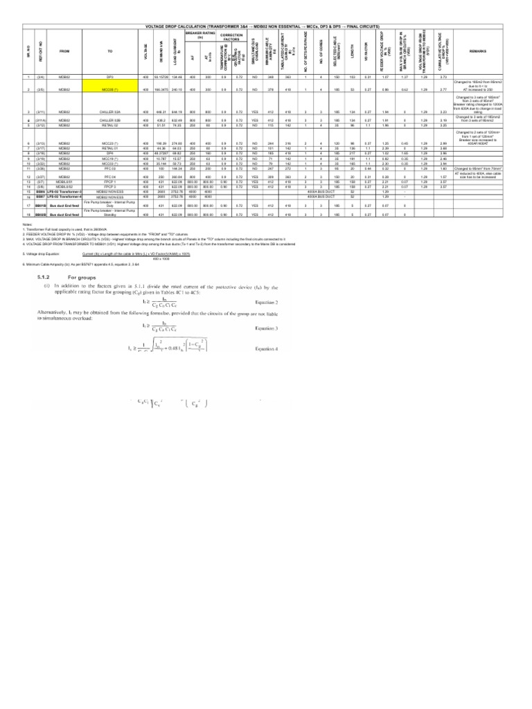 Mdb-02 VD Calculation - 30042019 | PDF | Transformer | Physical Quantities