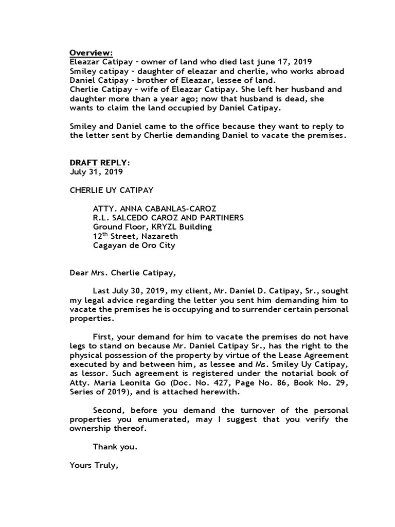 Letter of Reply - CATIPAY | PDF