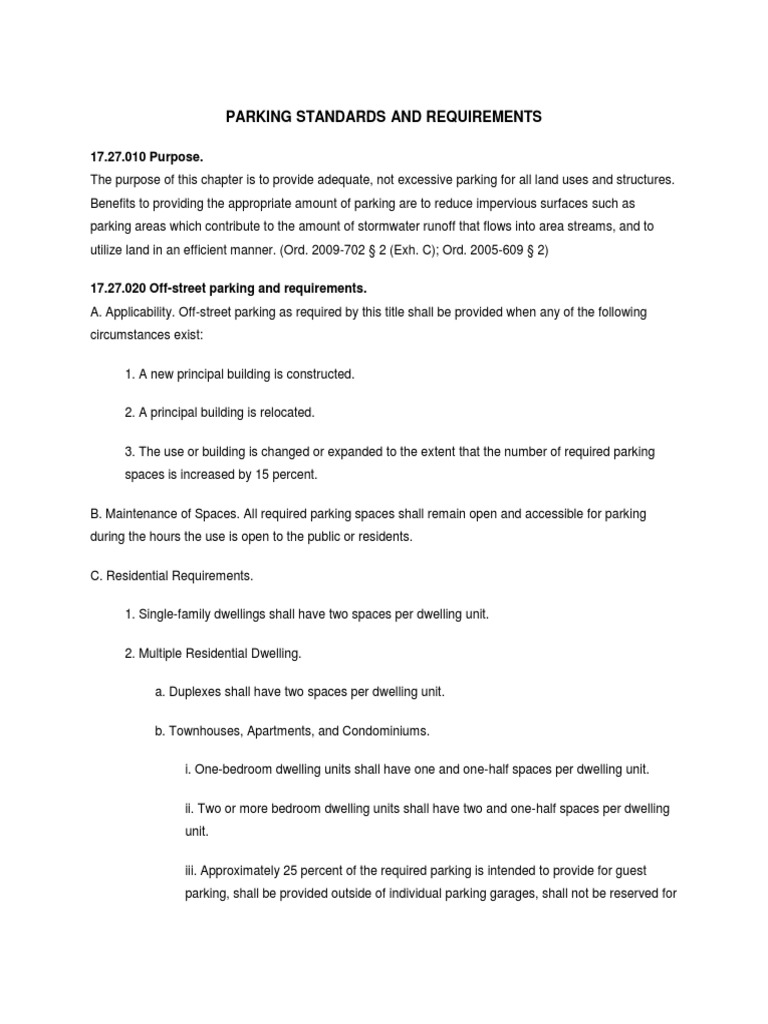 Parking Standards | PDF | Parking | Warehouse