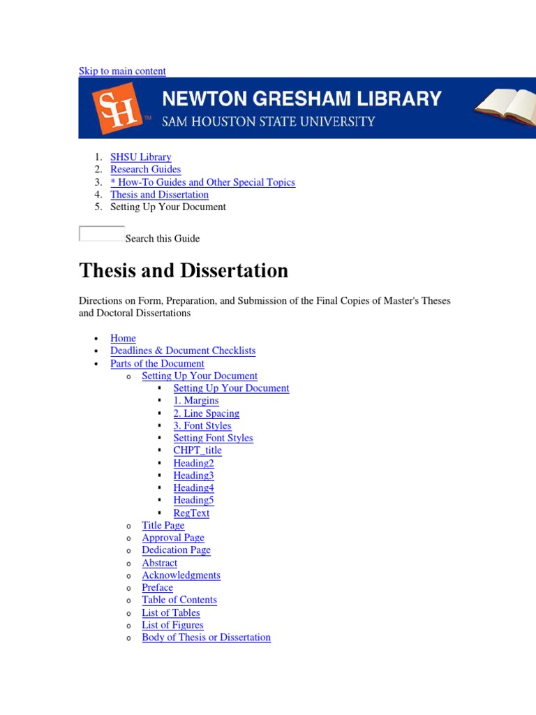 Thesis and Dissertation: 1. 2. 3. 4. 5. Setting Up Your Document | PDF ...