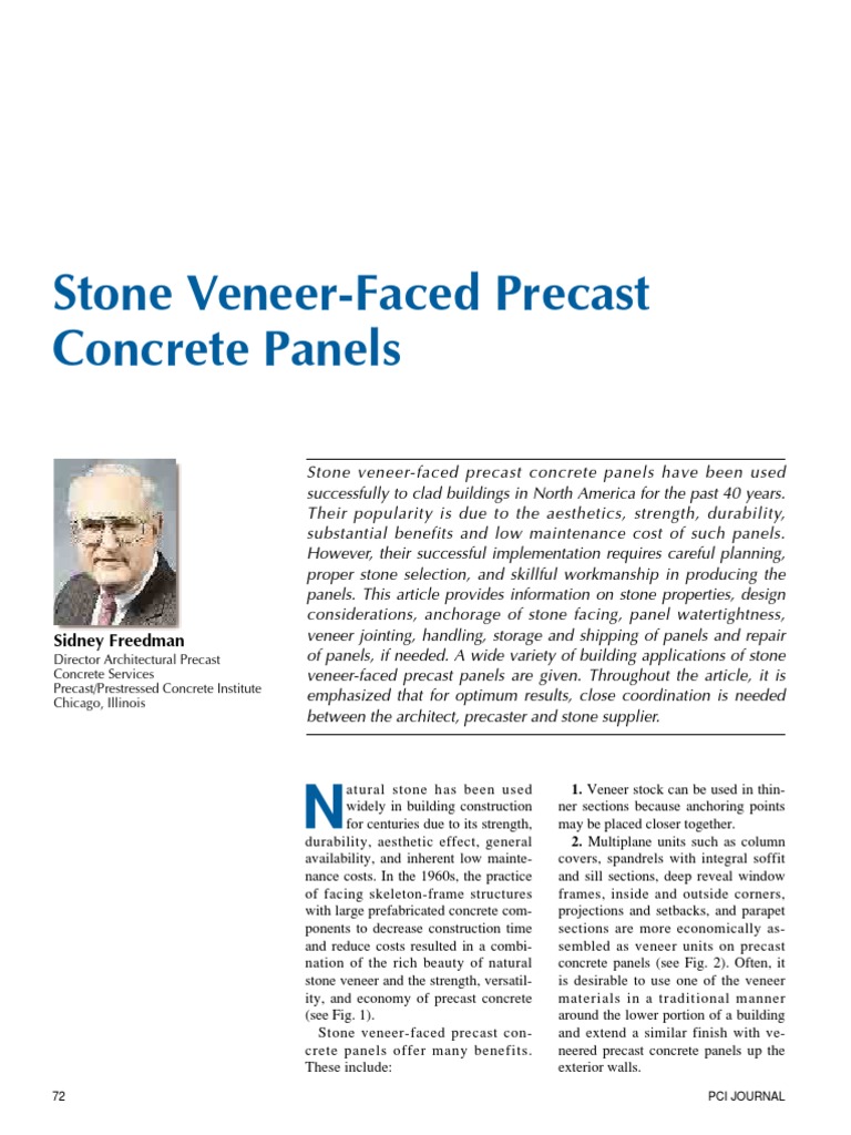 Stone Veneer-Faced Precast Concrete Panels | PDF | Precast Concrete ...
