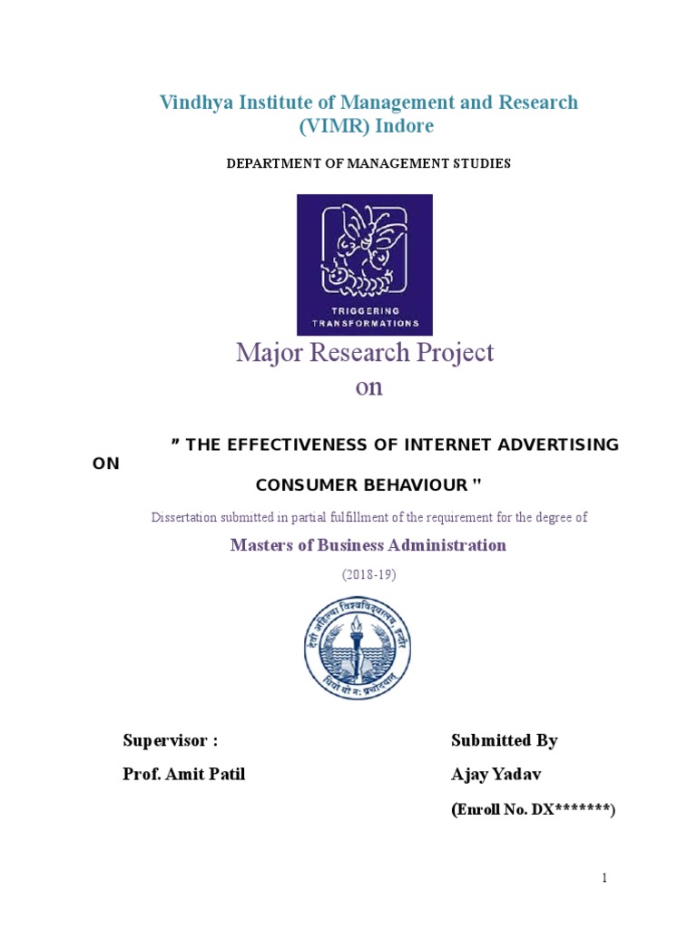 Mba Research Project Report | PDF | Online Advertising | Classical ...
