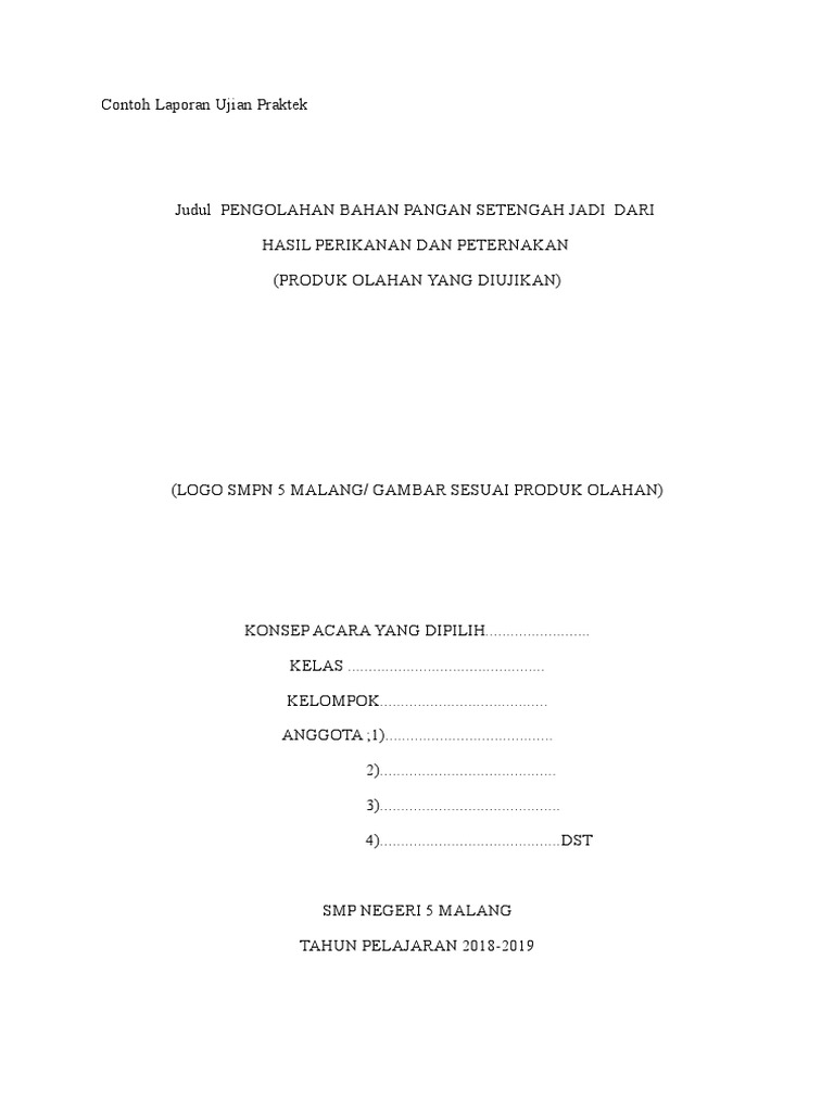 Contoh Laporan Ujian Praktek | PDF