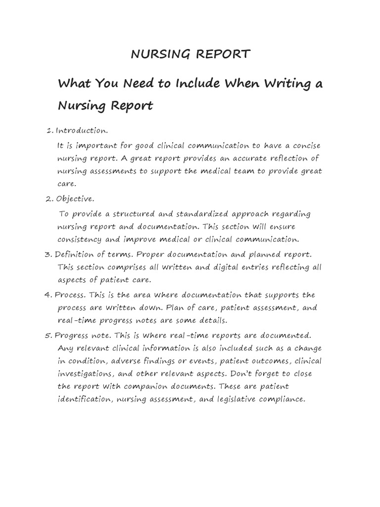 Nursing Report What You Need To Include When Writing A Nursing Report | PDF