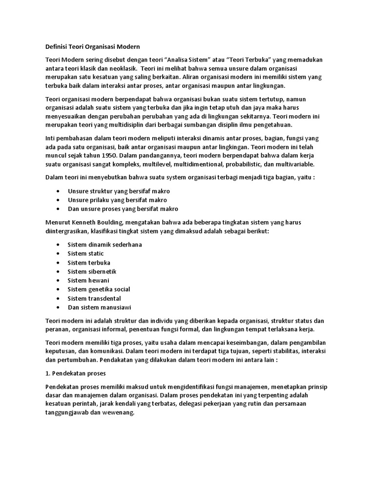 Teori Organisasi Modern Dan Postmodern | PDF