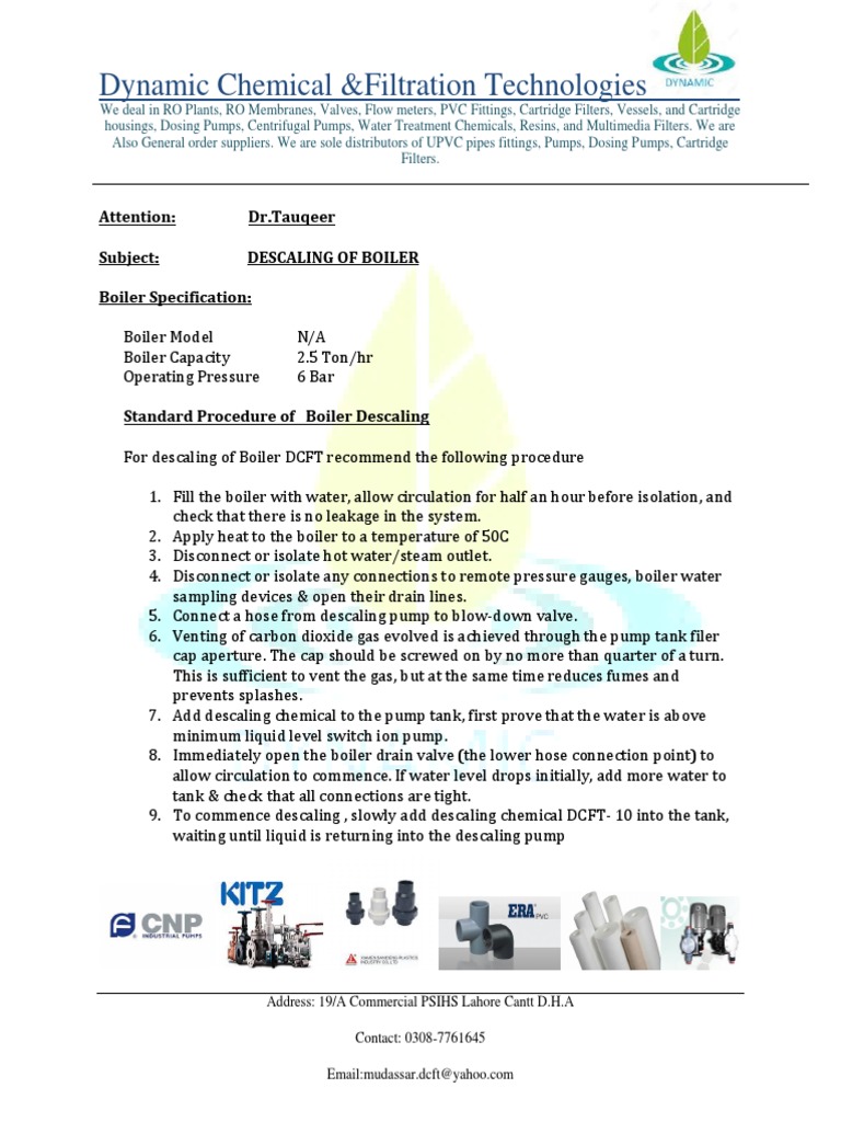 Descaling SOP | PDF | Pump | Filtration