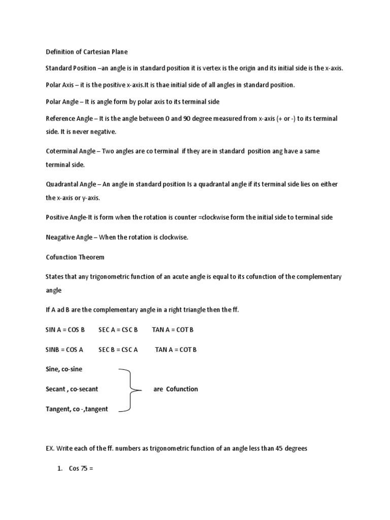 Definition of Cartesian Plane | PDF