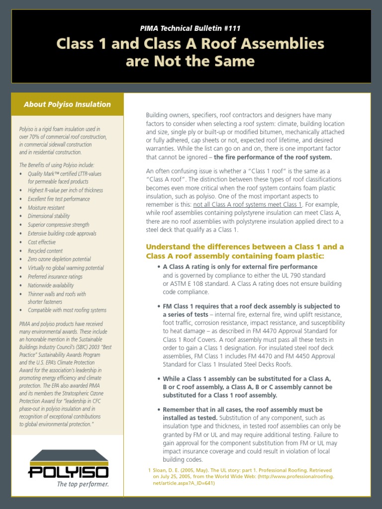 Class 1 and Class A Roof Assemblies | PDF | Building Insulation | Roof