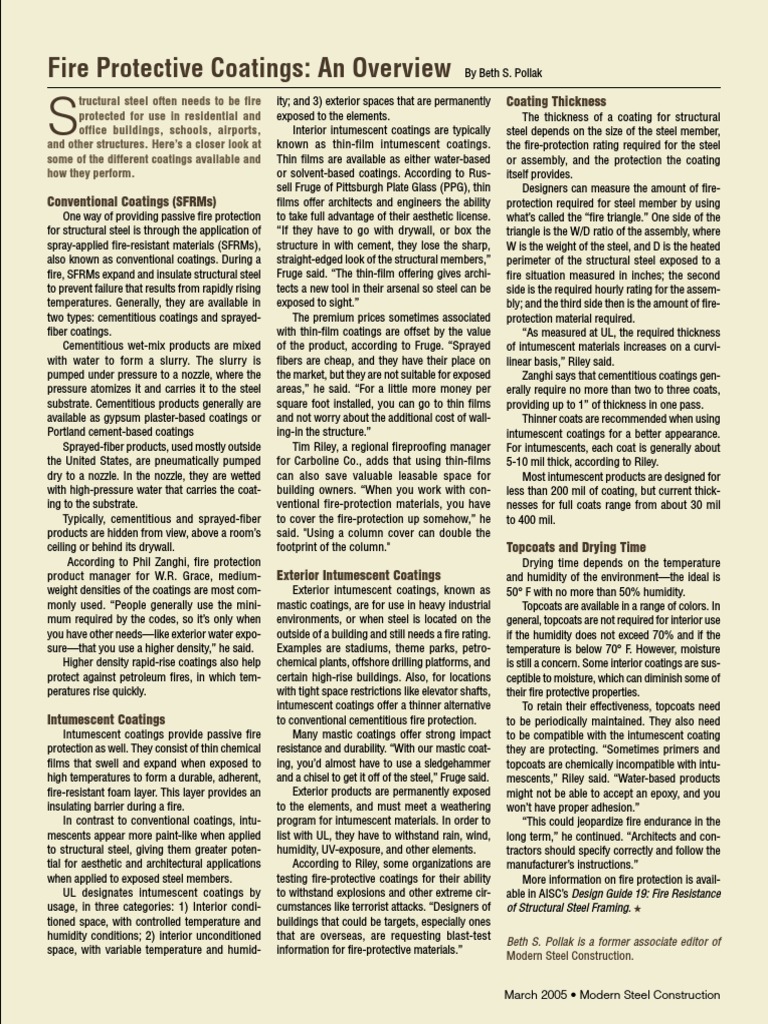 Fire Protective Coatings - An Overview | PDF | Structural Steel | Thin Film