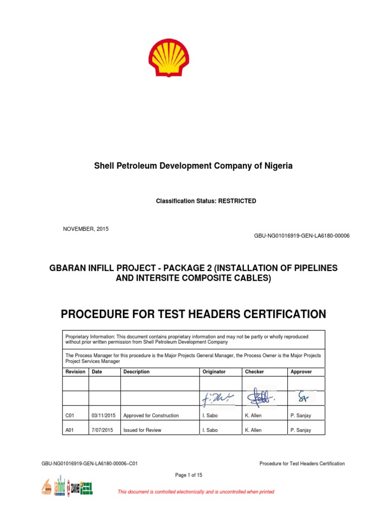 Test Headers Certification Procedure | PDF | Personal Protective ...
