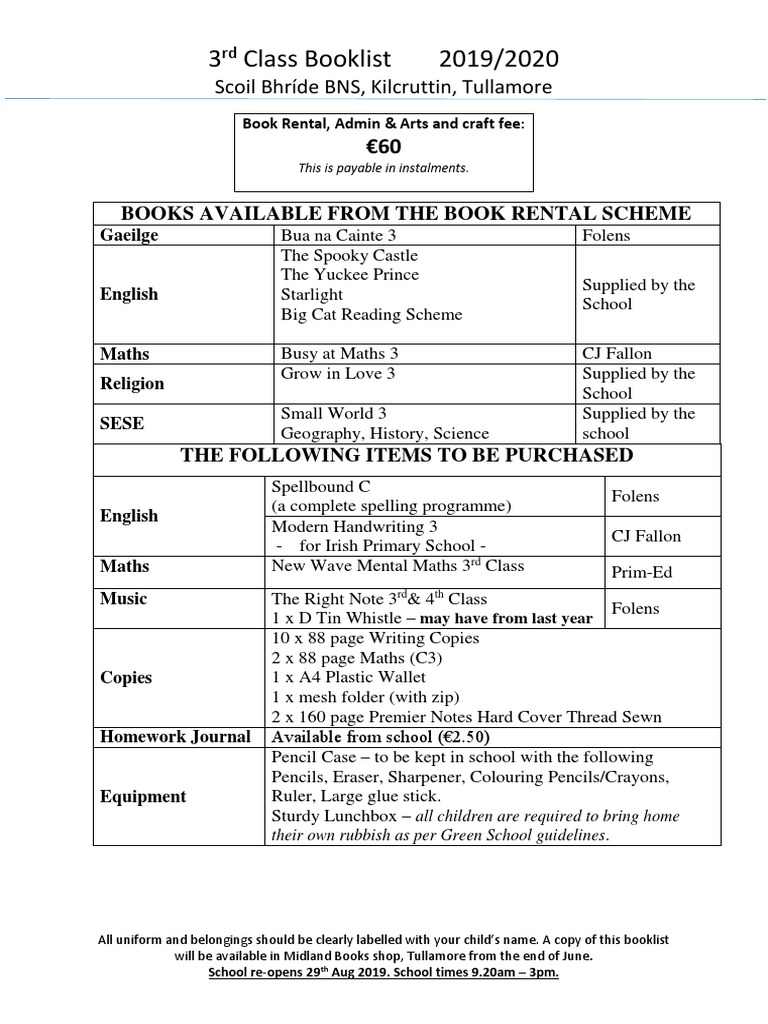 3rd Class Book List 2019 To 2020 | PDF | Conservation And Restoration ...