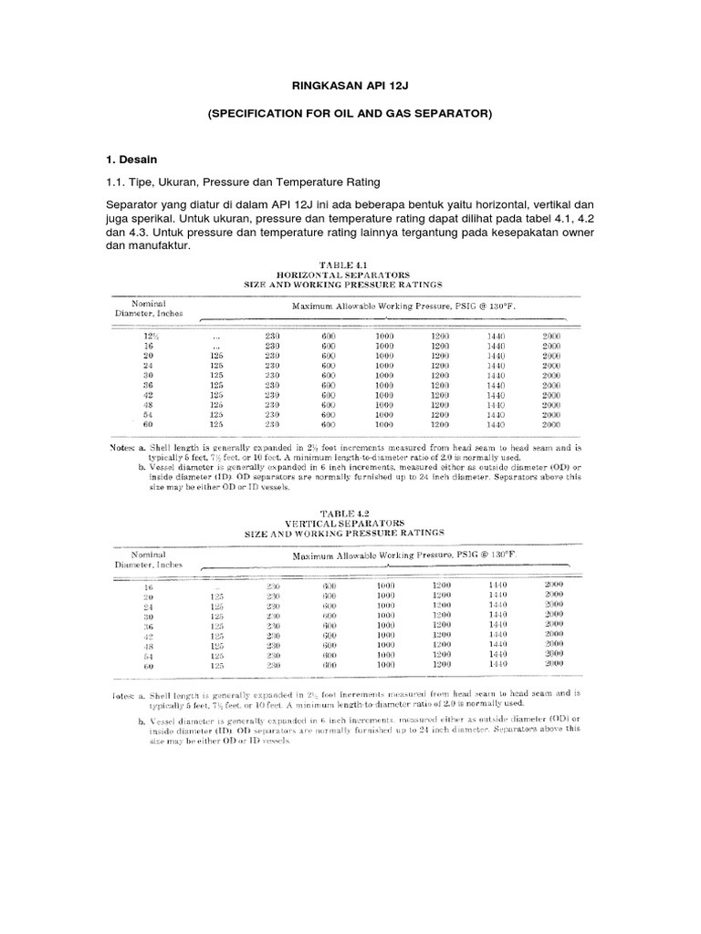 RINGKASAN API 12J - Oil Separator | PDF