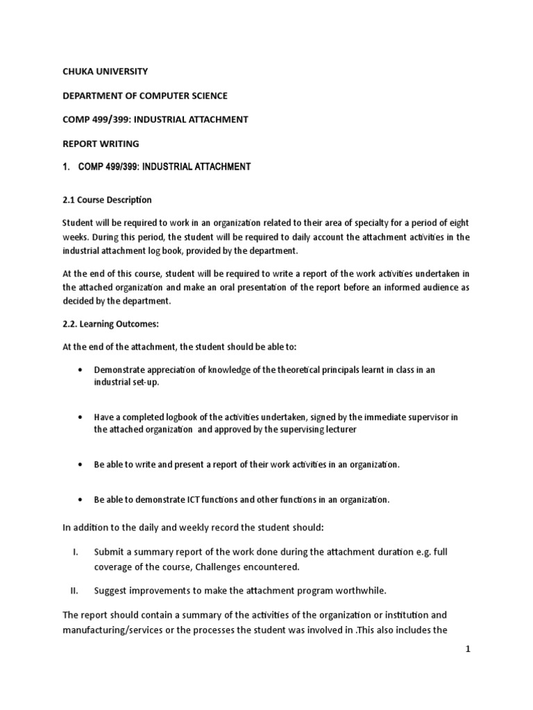 Industrial Attachment Report Structure | PDF | Computer Science | Software