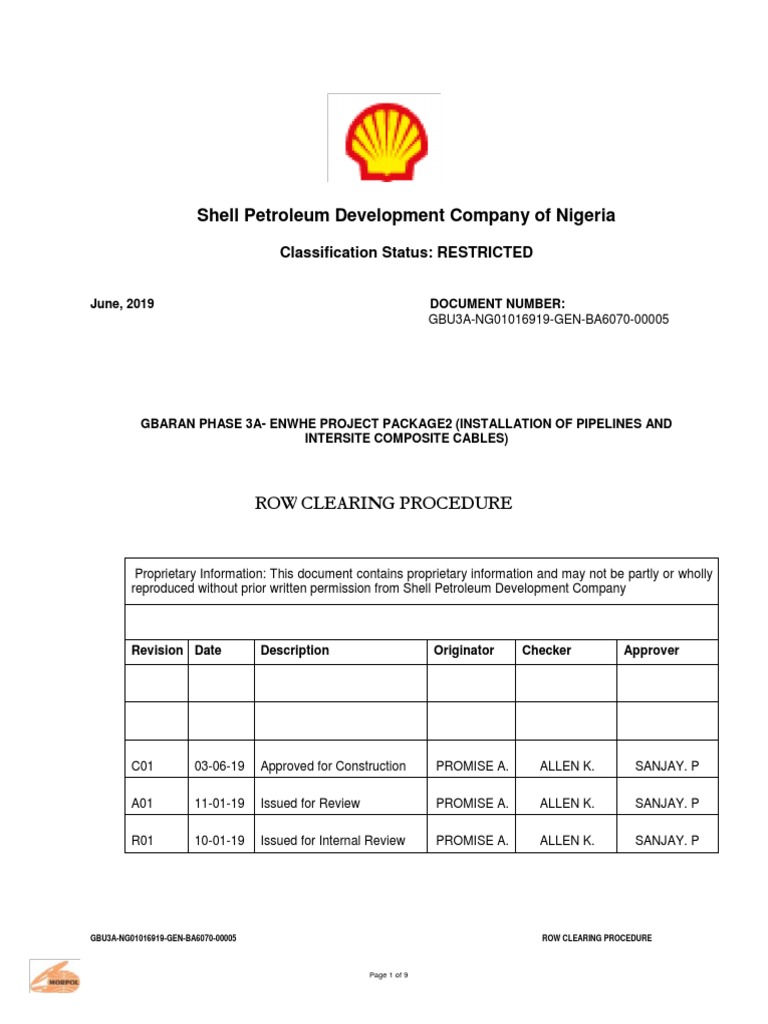 Row Clearing Procedure | PDF | Emergency Management | Pipeline Transport