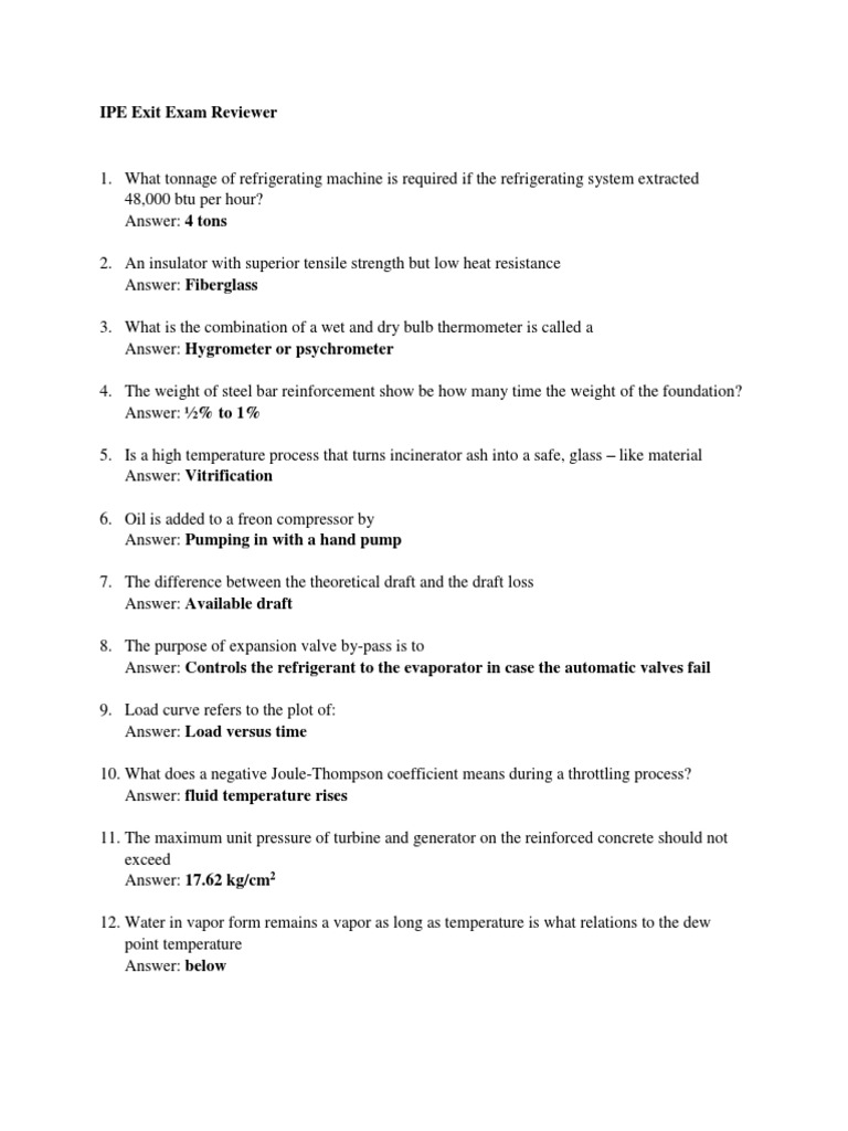 IPE Exit Exam Reviewer: 40-Question Practice Test | PDF | Air ...