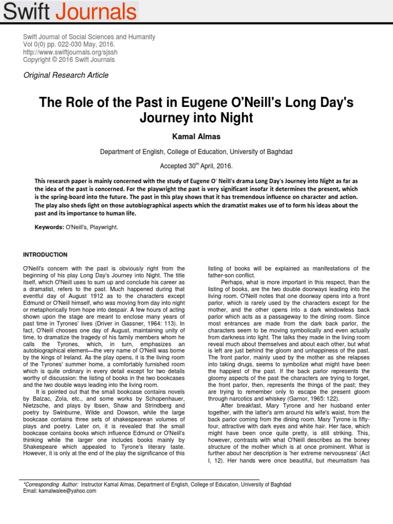The Role of The Past in Eugene O'Neill's Long Day's Journey Into Night ...