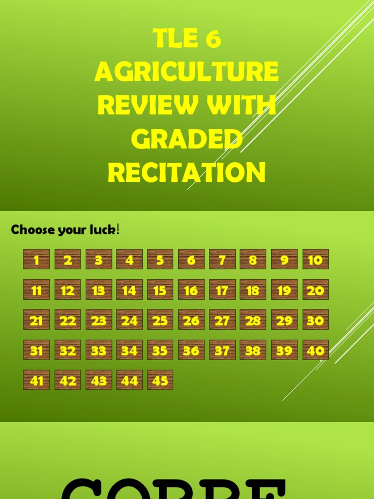 Tle 6 Agriculture Review With Graded Recitation | PDF | Manure | Fertilizer
