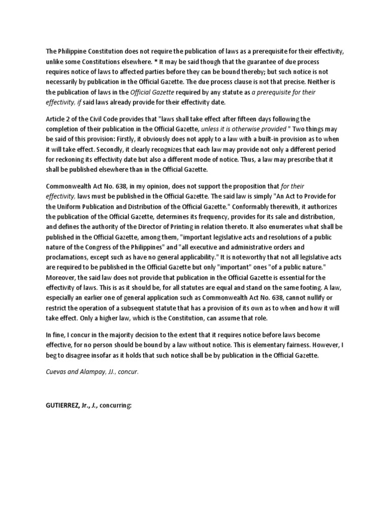 Effectivity, If Said Laws Already Provide For Their Effectivity Date ...