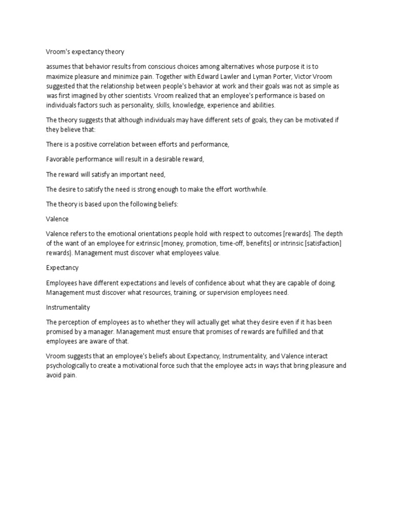 Expectancy Theory | PDF | Motivation | Motivational