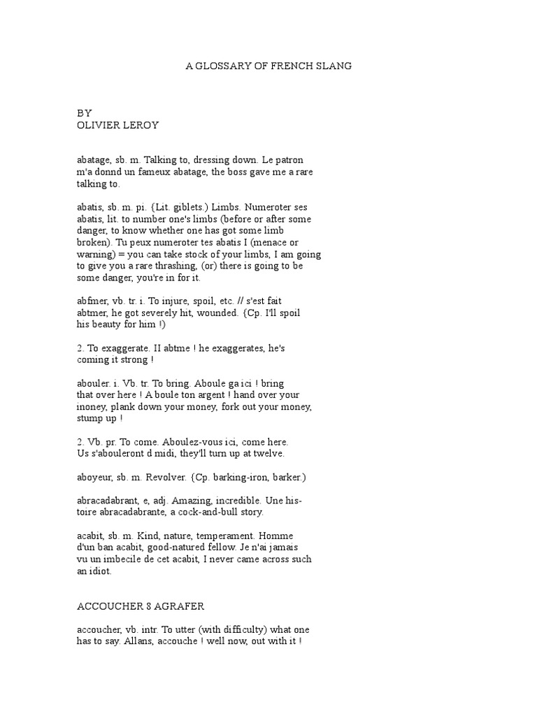 A Glossary of French Slang Terms: An Insider's Guide to Popular and ...