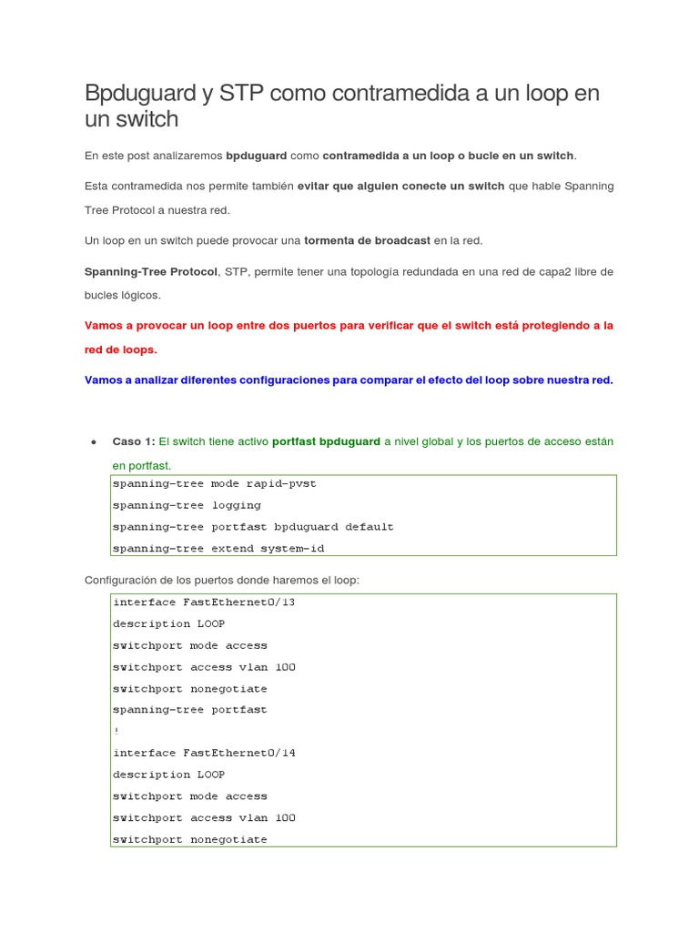 BPDU Guard Example | PDF | Conmutador de red | Red de arquitectura