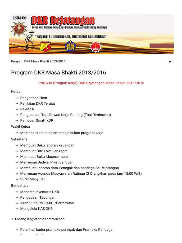 Contoh Program Kerja DKR | PDF