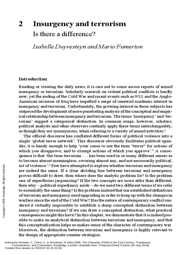 The Character of War in The 21st Century Paradoxes... - (2 Insurgency ...