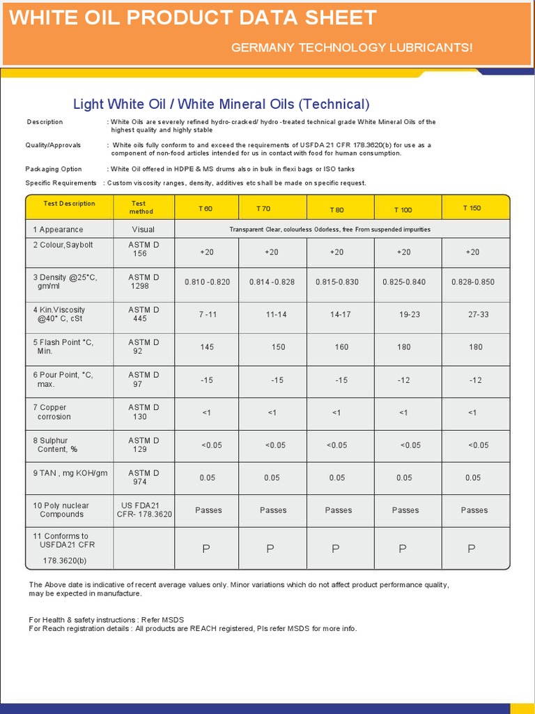 White Oil PDS - Technical | Download Free PDF | Oil | Materials
