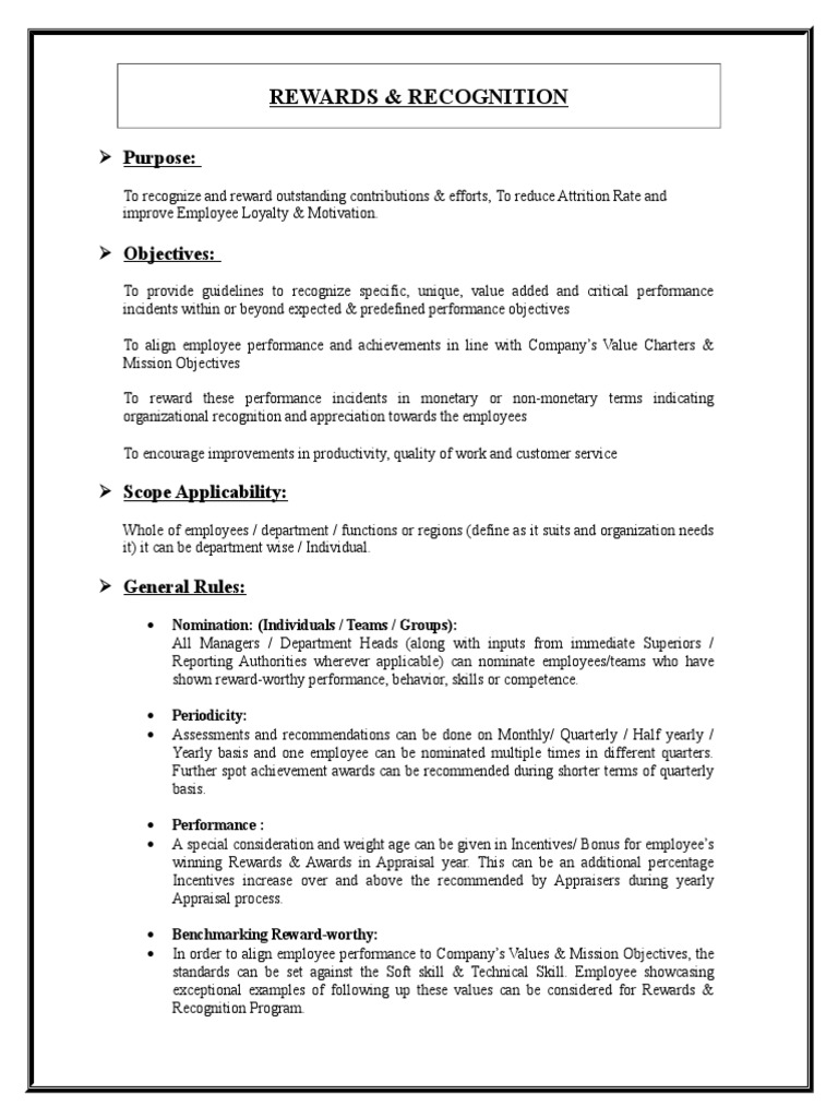 Rewards & Recognition | PDF | Performance Appraisal | Incentive