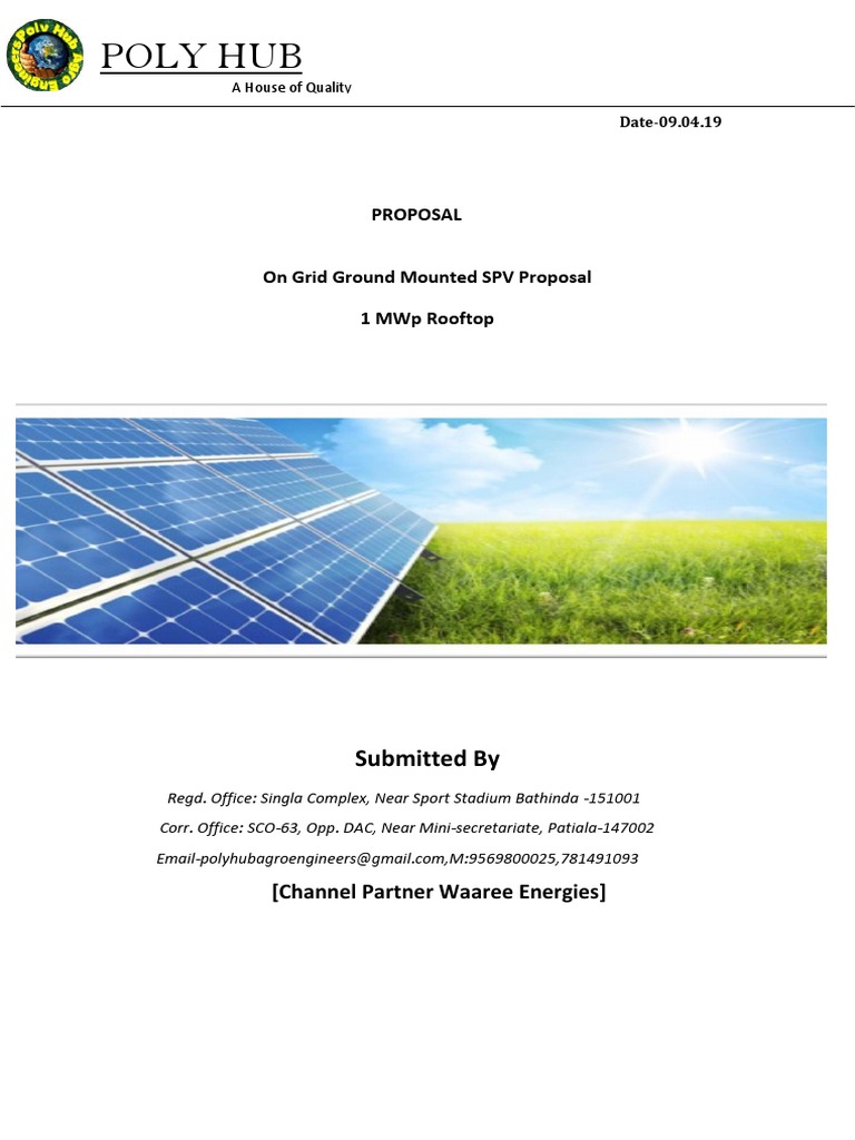 Poly Hub - 1 MWP Ground Mounted Solar Project Quotation | PDF | Solar ...