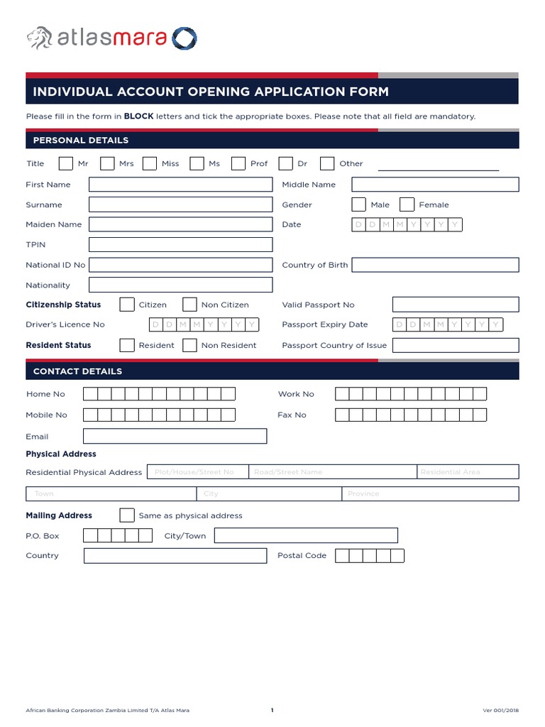 Individual Opening Acc Form | PDF | Identity Document | Online Banking